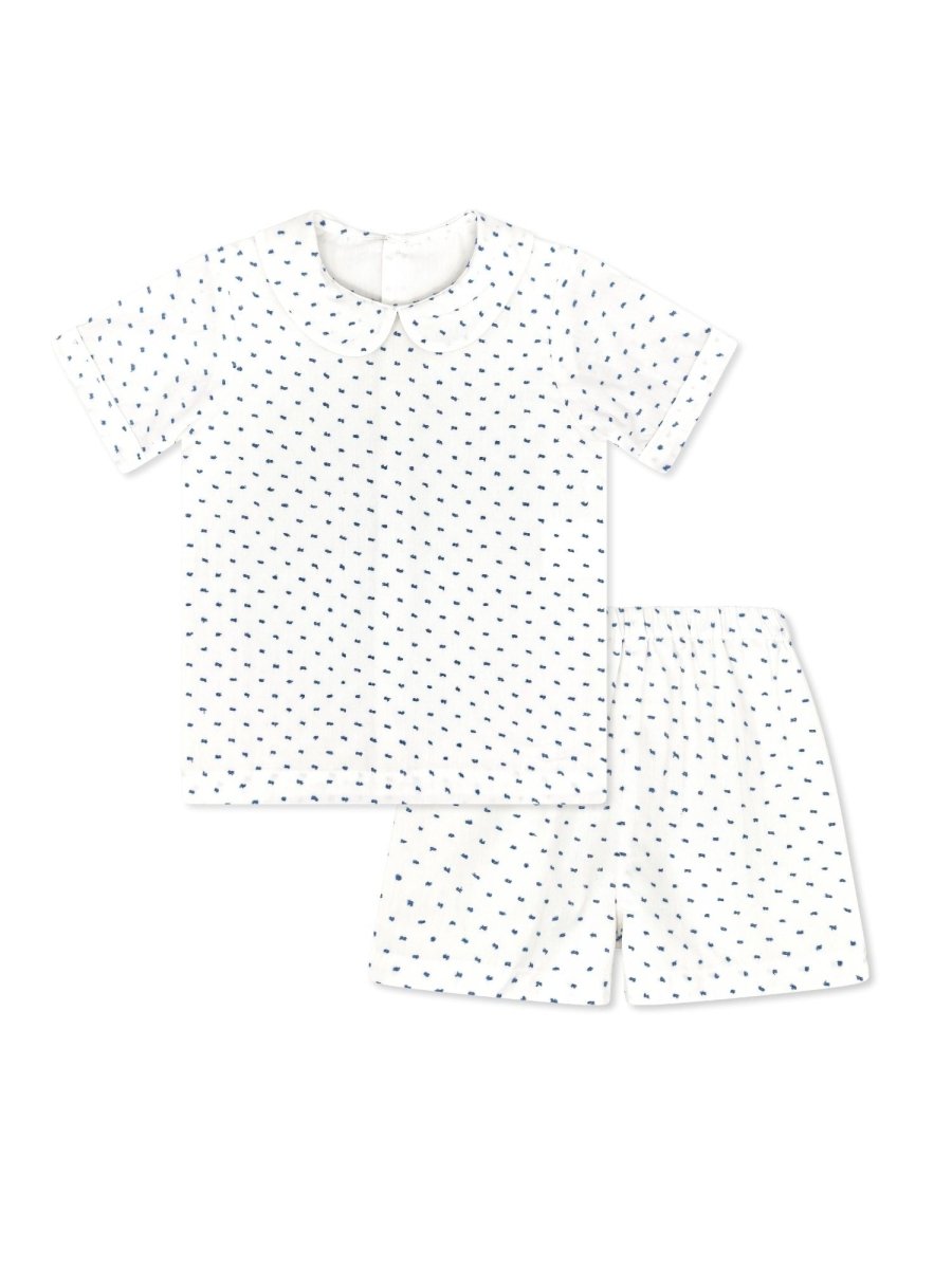 Sibley Short Set - Spring Blue Swiss Dot Style | Lullaby Set